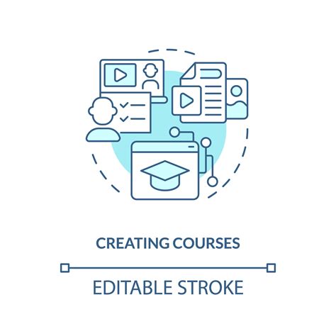 2d Thin Line Blue Icon Representing Creating Courses Isolated