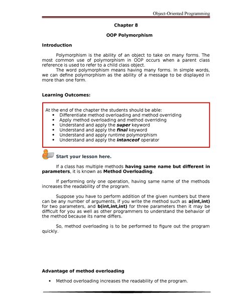 module 8 ghjksd chapter 8 oop polymorphism introduction