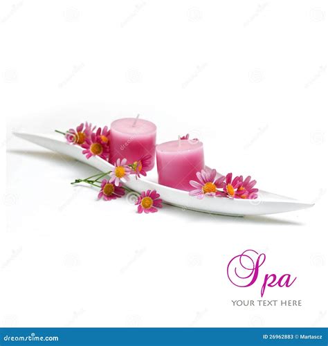 Spa Candles And Pink Flowers Stock Image Image Of Flower Pamper