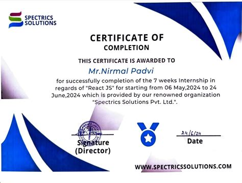 Completed Reactjs Internship Nirmal Padvi Posted On The Topic Linkedin