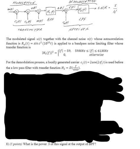 Solved In An Analog Communication System Given Below The Chegg