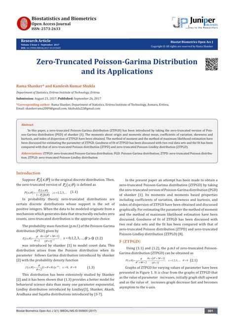 Pdf Zero Truncated Poisson Garima Distribution