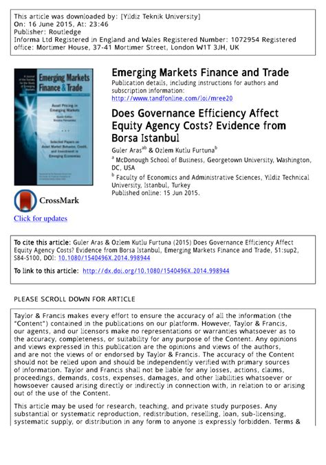 Pdf Does Governance Efficiency Affect Equity Agency Costs Evidence