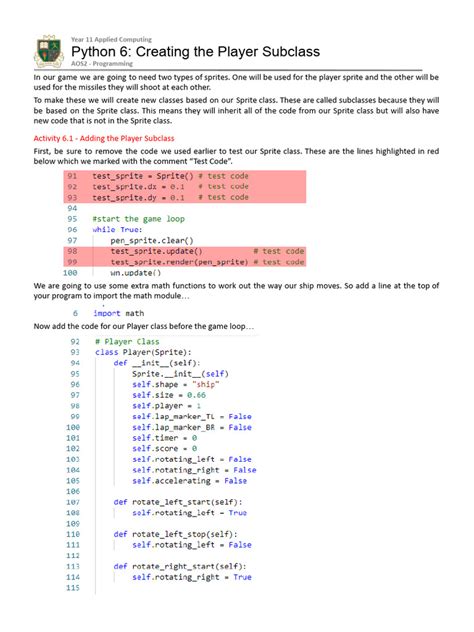 Python 6 Creating The Player Subclass 2022 Pdf Inheritance