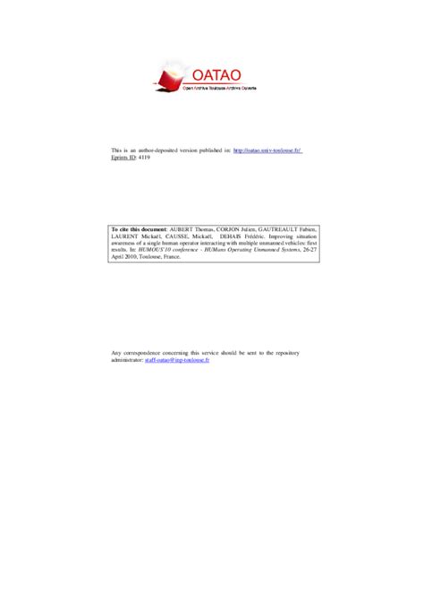 Pdf Improving Situation Awareness Of A Single Human Operator