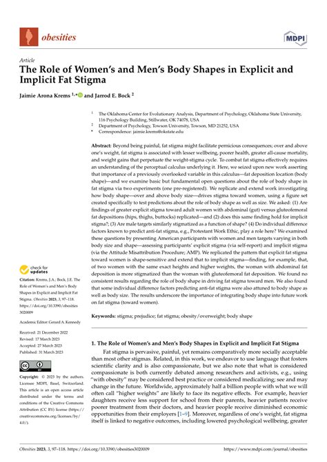 Pdf The Role Of Womens And Mens Body Shapes In Explicit And