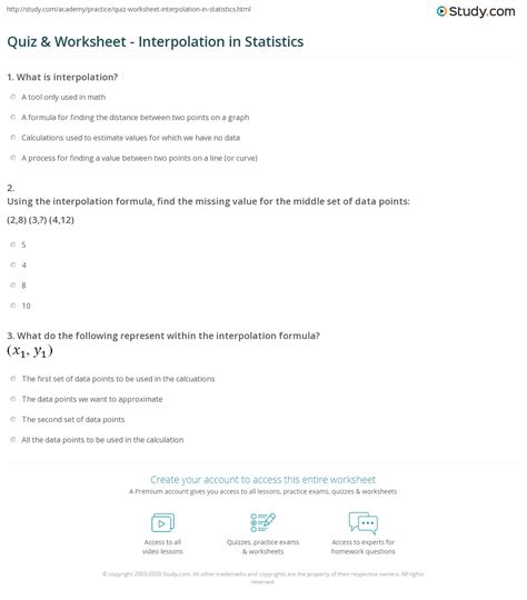 Quiz Worksheet Interpolation In Statistics Study
