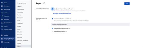 custom report columns shiftee