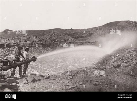 19th Century Vintage Photograph Hydraulic Mining Water Hose