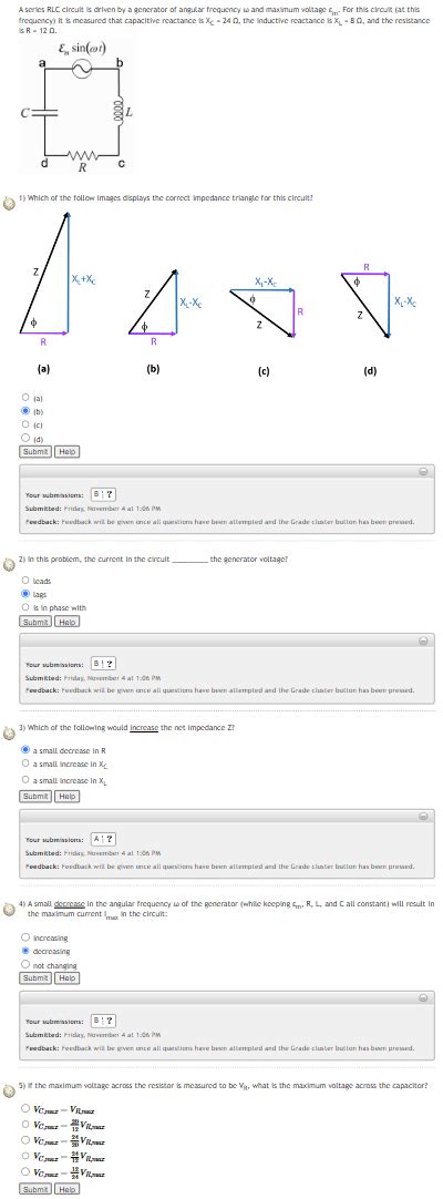 solved a scries rlc circult is driven by a generator of