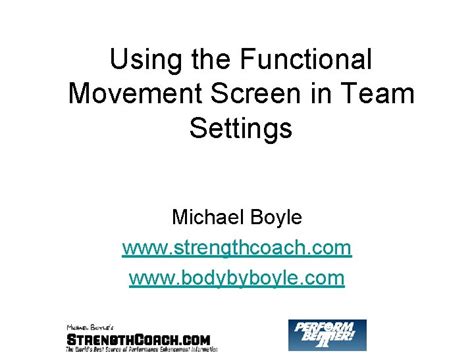 Using The Functional Movement Screen In Team Settings
