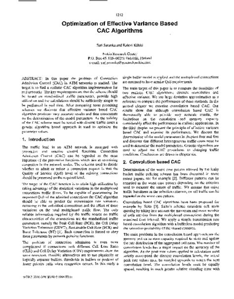 pdf optimization of effective variance based cac algorithms