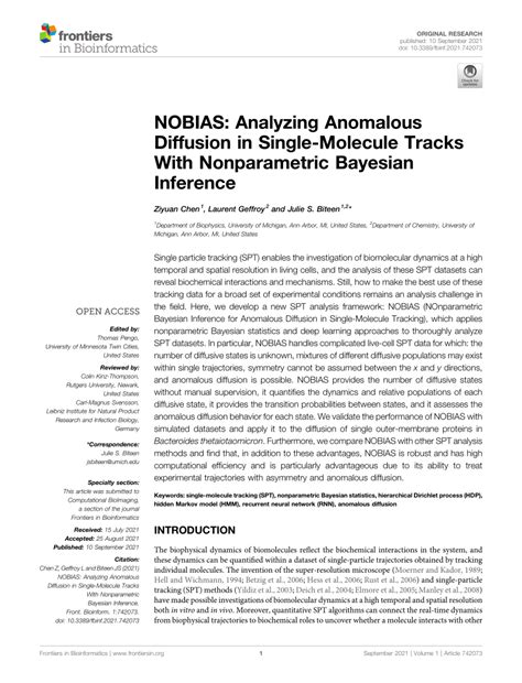 pdf nobias analyzing anomalous diffusion in single molecule tracks