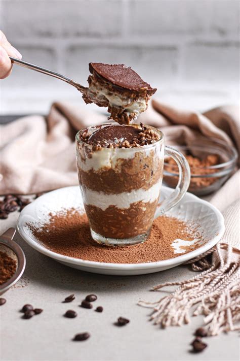 Tiramisu Overnight Oats With A Hard Chocolate Shell Oatslady