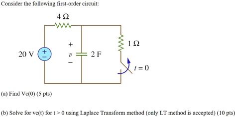 SOLVED Consider The Following First Order Circuit Q V F T A Find Vc Pts