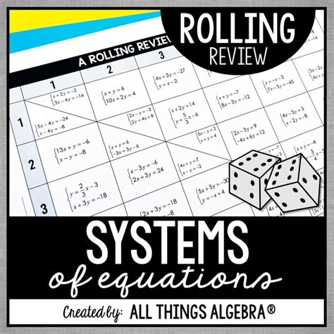 Systems Of Equations Graphing Substitution Elimination Rolling Review All Things Algebra®
