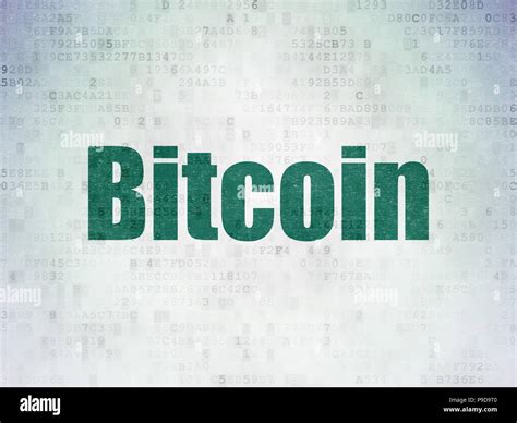 Blockchain Concept Painted Green Word Bitcoin On Digital Data Paper