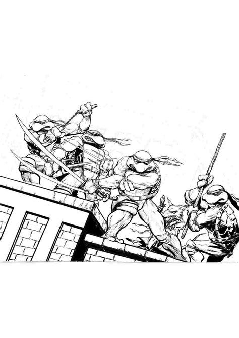 Раскраска Ниндзя черепашки Черепашки на крыше