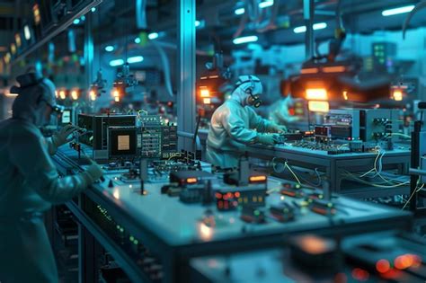Premium Photo Workers Assembling Electronic Devices On A Product