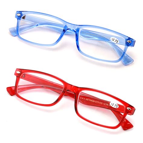 Vwe Casual Fashion Rectangular Reading Glasses Translucent Blue Red