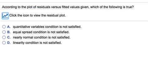 Solved According To The Plot Of Residuals Versus Fitted Chegg