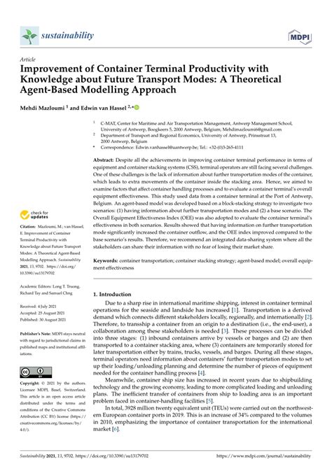 Pdf Improvement Of Container Terminal Productivity With Knowledge