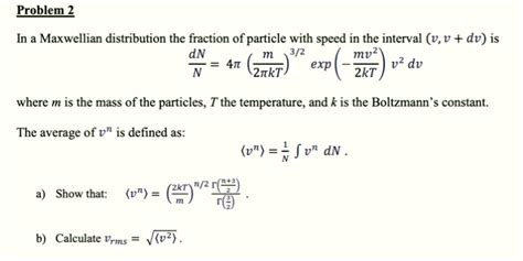 solved problem 2 in a maxwellian distribution the fraction