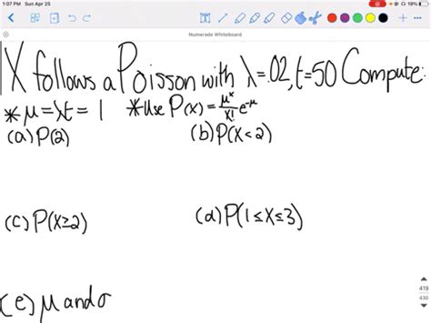 SOLVED The Random Variable X Follows A Poisson Process With The Given