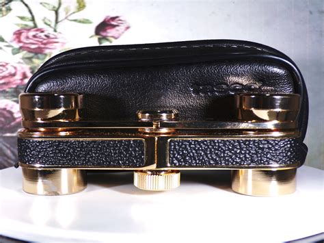 Tasco Miniature Opera Glasses 24k Gold Plated W Black Leather Accents