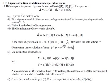 Solved Q 1 Eigen States Time Evolution And Expectation
