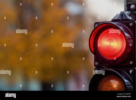 A City Crossing With A Semaphore Red Light In Semaphore Image Stock