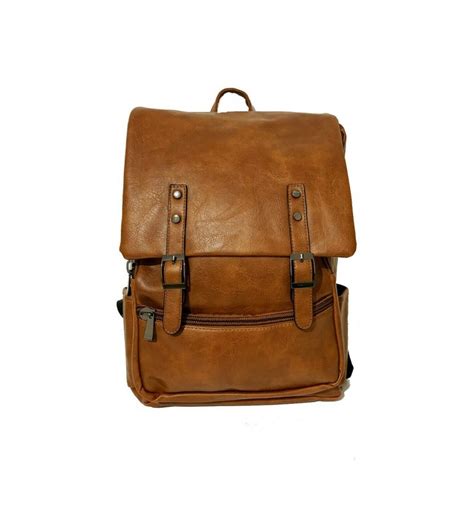 ZAINO UOMO VINTAGE PELLE BIO BAGAGLIO A MANO MODA VIAGGIO PORTA PC LAVORO COOL LIGHT BROWN