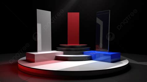 紅色的三層講台 用於演示的 3d 講台顯示器 高清攝影照片背景圖片和桌布免費下載