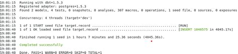 dbt is taking too much time to upload large size seed data 3gb to