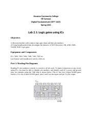 Lab2 1 Logic Gates Using ICs Docx Houston Community College NE Campus Digital Fundamentals
