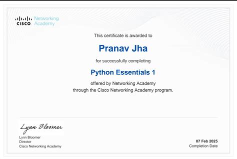 Pranav Jha On Linkedin Earned The Cisco Networking Academy Python Essentials 1 Certificate…