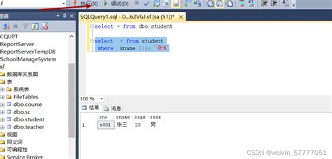 Sql Server查询数据库表信息：获取特定学生数据 Csdn博客