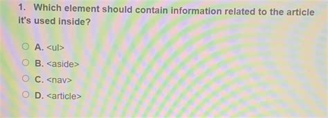 Solved Which Element Should Contain Information Related To