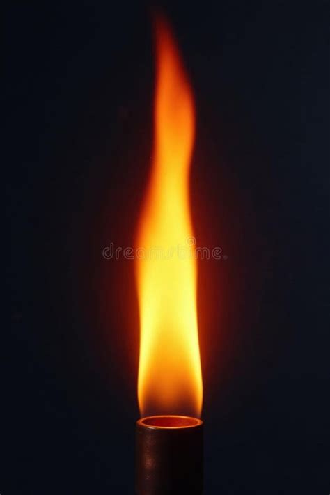 Isolated Flame Column Bursting Forth From A Fiery Nozzle Tip Bright