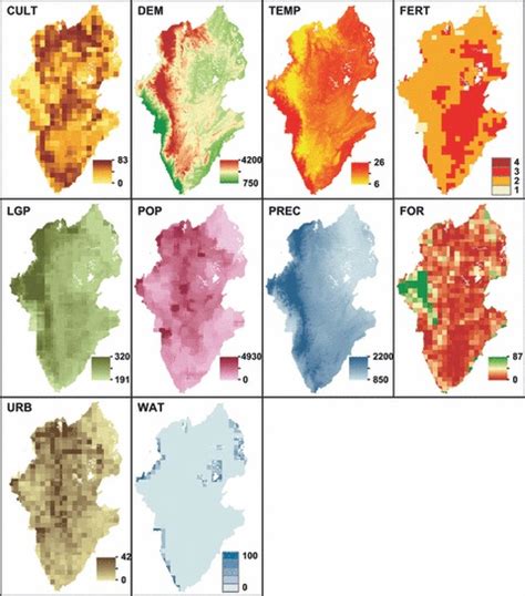 Predictor Maps Used In Regression Kriging Cult Cultivated Land As