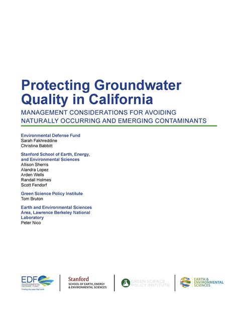 Protecting Groundwater Quality In California Management Considerations For Avoiding Naturally