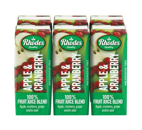 Rhodes Fruit Juice Blend Apple And Cranberry 6 X 200ml Makro