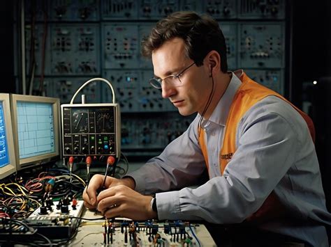 Premium Photo Capture Engineers Testing Electronic Devices Using Osc