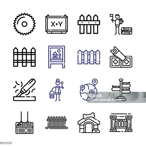 널빤지 아이콘 선 아이콘으로 설정합니다 현대적인 얇은 라인 스타일 웹 및 모바일 아이콘에 적합합니다 벡터 일러스트 레이 션 Eps 10 강철에 대한 스톡 벡터 아트 및 기타
