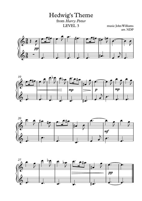 Harry Potter Hedwig S Theme Sheet Music Sheet Music Notes