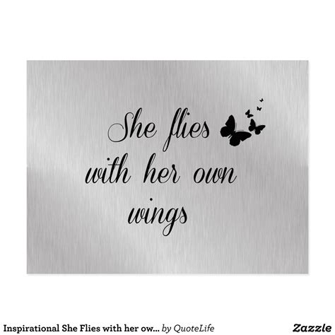 Inspirational She Flies With Her Own Wings Quote Postcard Zazzle