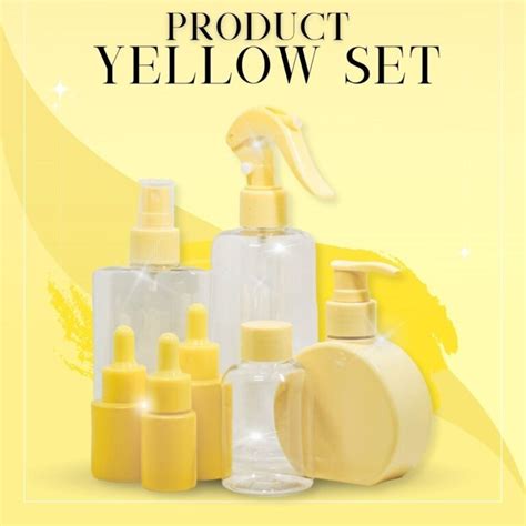 ชุดเซ็ตบรรจุภัณฑ์ ขวดปั้ม ขวดเซรั่ม ขวดครีม โทนสีเหลือง ดีเบลจำหน่าย