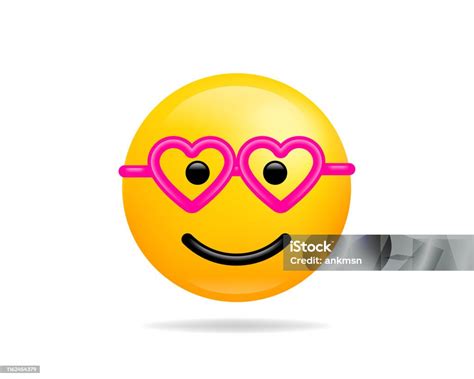 Simbol Vektor Ikon Senyum Emoji Wajah Tersenyum Dengan Kacamata Hati