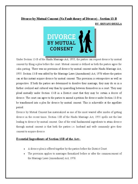 Divorce By Mutual Consent Pdf Divorce Marriage