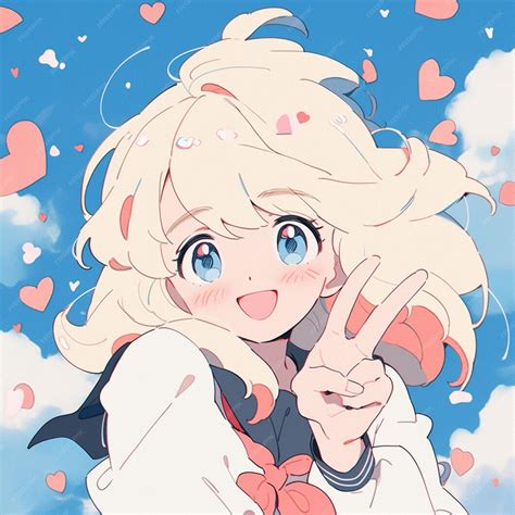 Premium Ai Image Anime Girl With Blonde Hair And Blue Eyes Holding Up